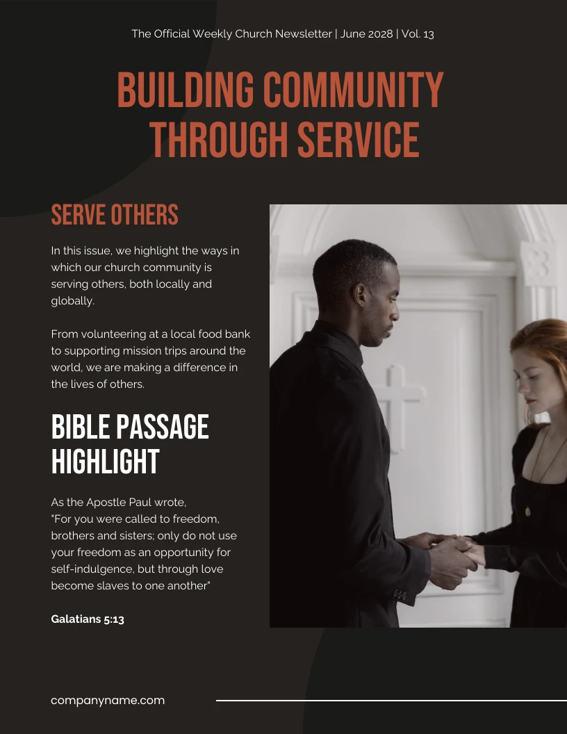 Black Orange Weekly Church Newsletter Template - Venngage