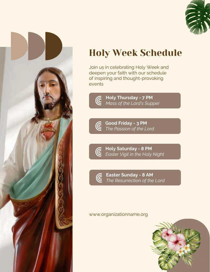 Cream Bohemian for Holy Week Celebration Schedule Template - Venngage