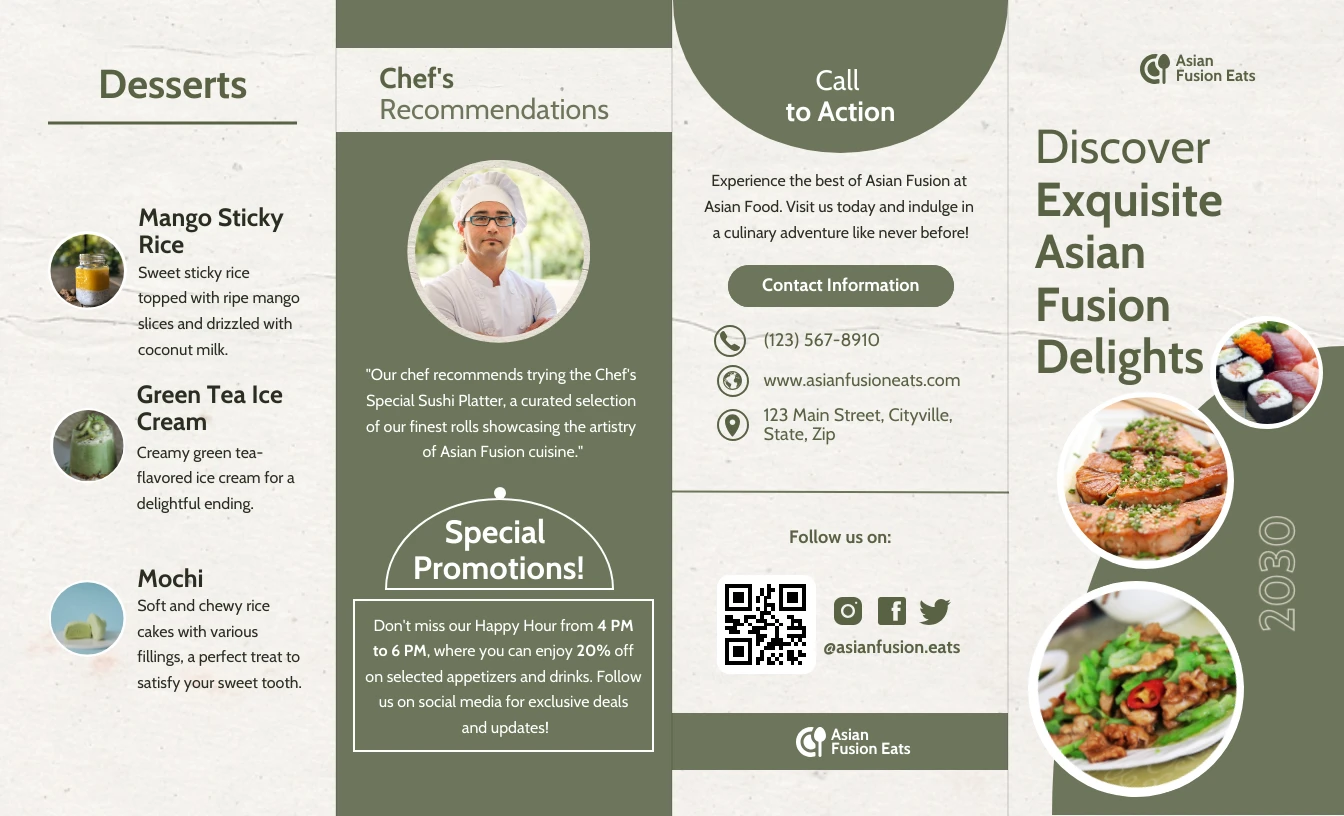 Asian Mint Menu Menu Double Parallel Fold Brochure Template - Venngage