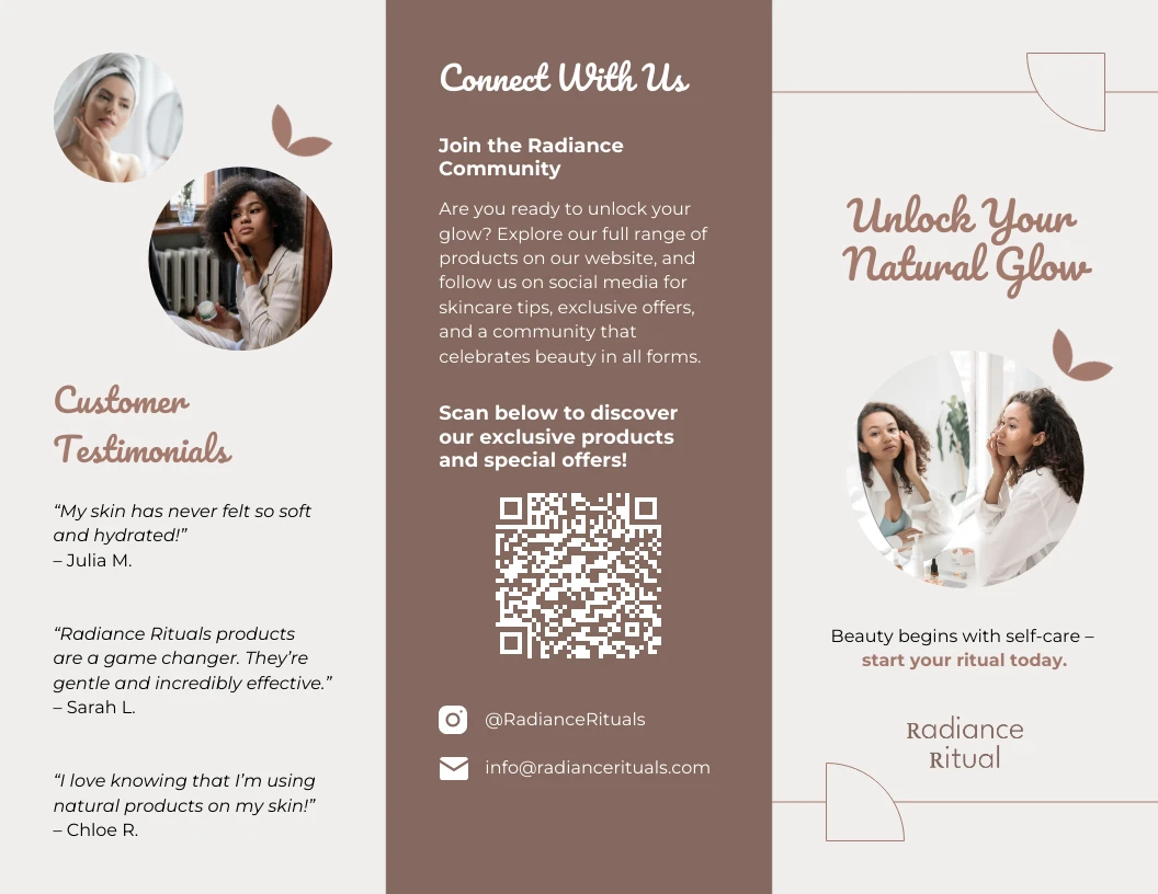 Brown Beauty Product Tri-fold Brochure Template - Venngage