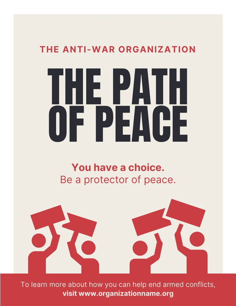 White And Beige Simple Illustration Anti War Poster - Venngage