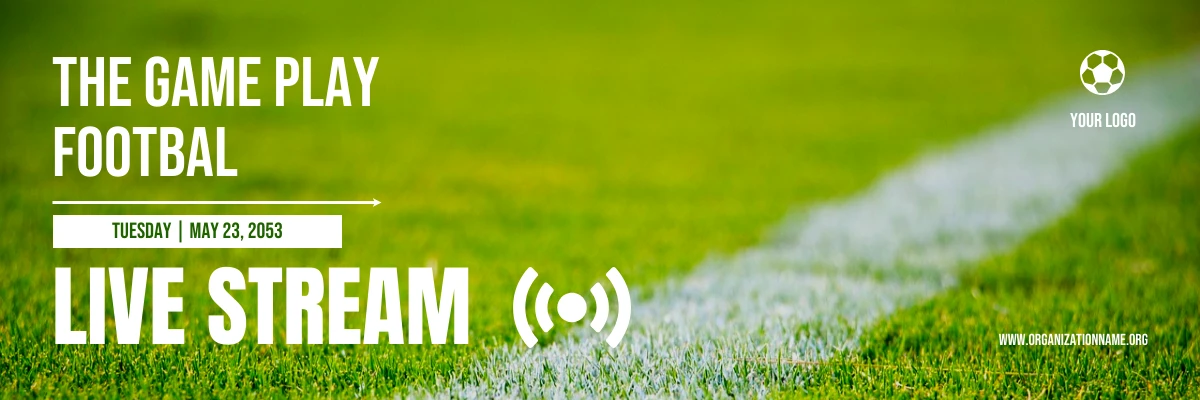 Green And White Simple Elegant Bold Live Streaming Football Banner ...