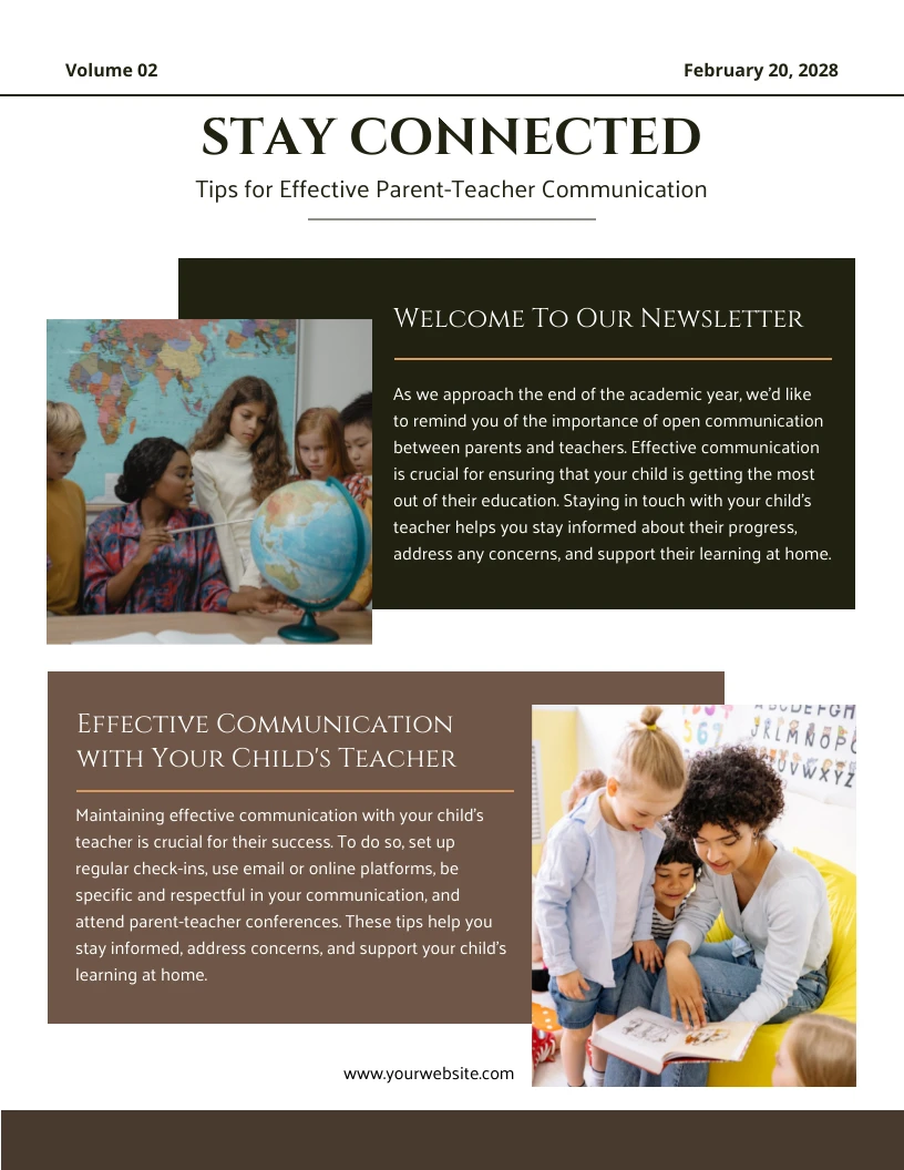 Minimalist Parent Teacher Communication Newsletter Template - Venngage