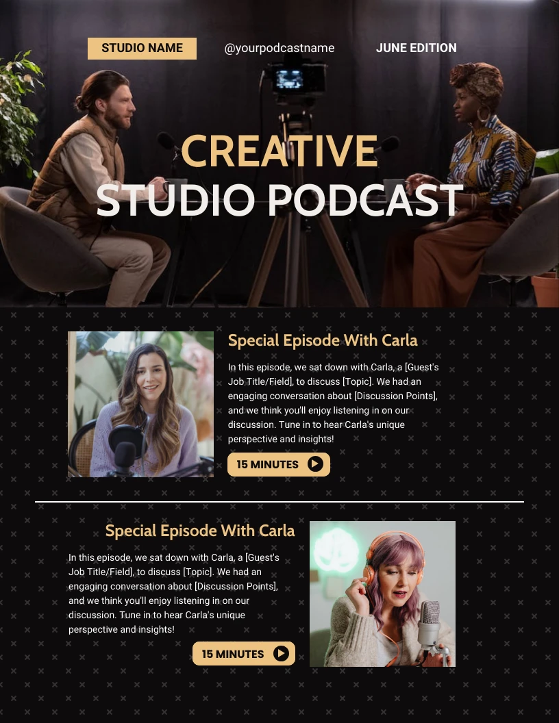 Black Yellow Podcast Email Newsletter Template - Venngage Black Yellow Podcast Email Newsletter Template - Venngage