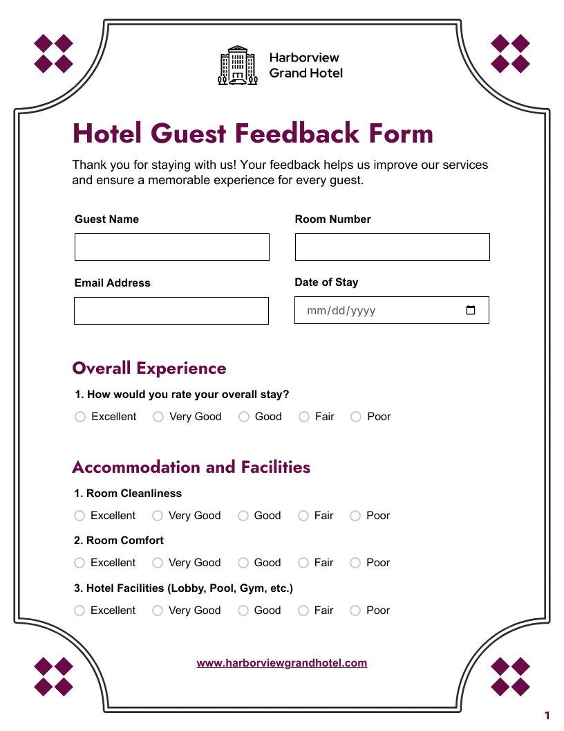 Hotel Feedback Form Template - Venngage