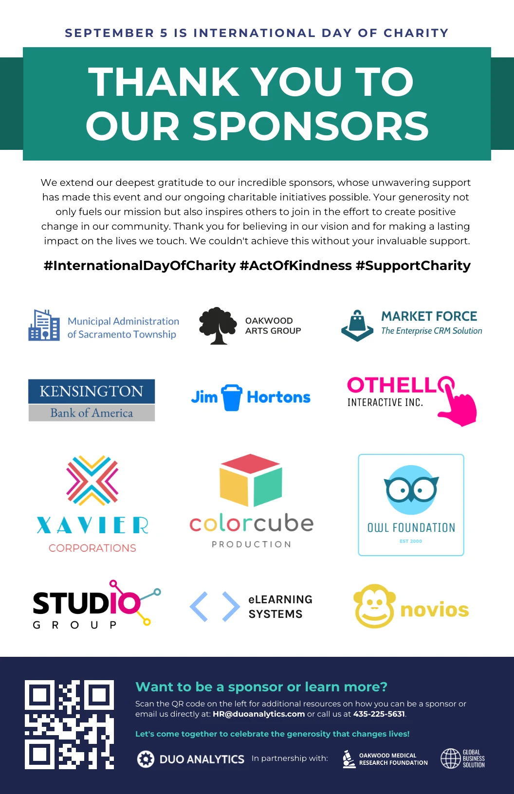 Affiche d'un événement caritatif de remerciement des sponsors - Venngage