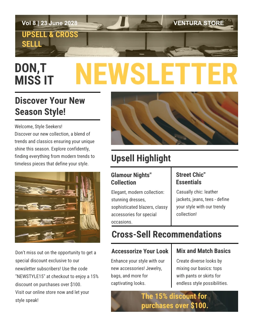 Upsell Cross-Sell Newsletter Template - Venngage