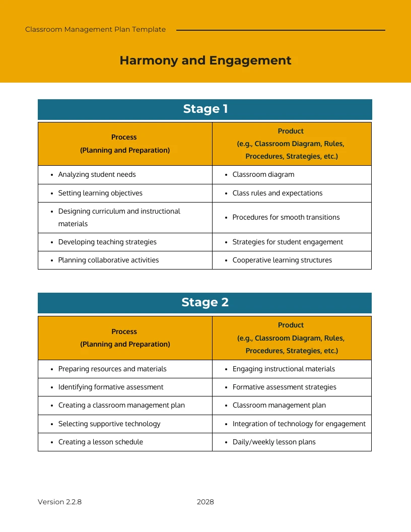 White Blue Black Classroom Management Plan Template - Venngage