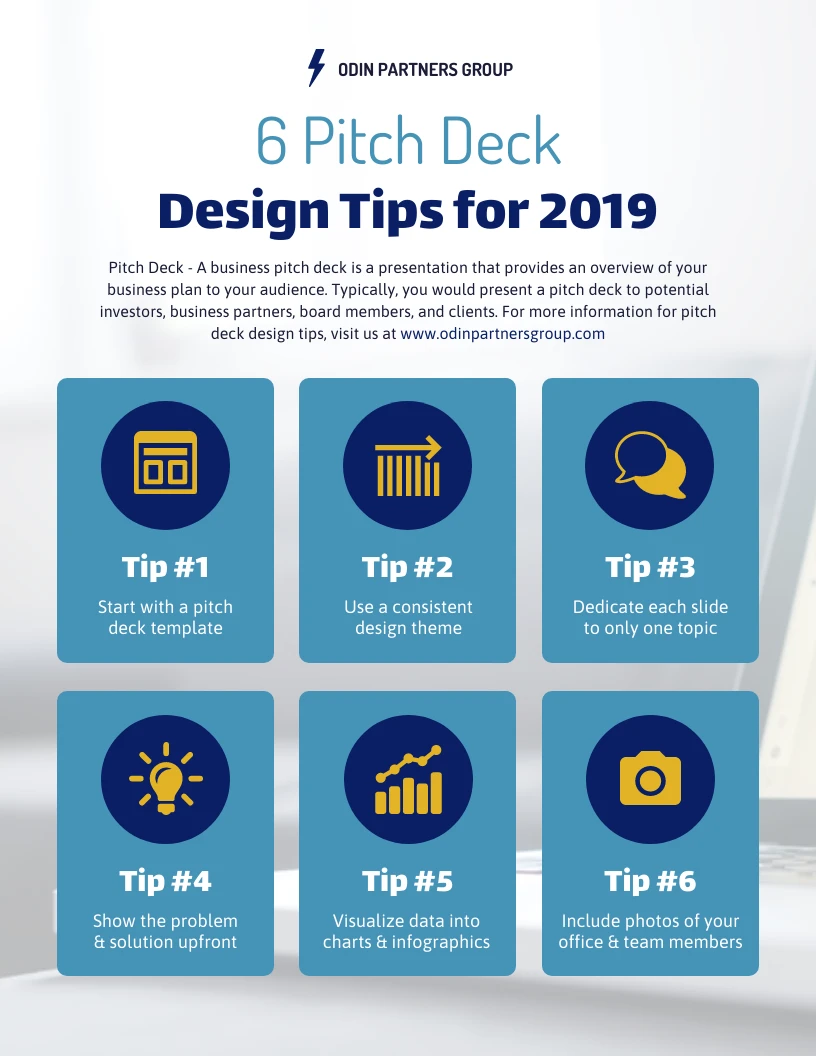 Pitch Deck Design Tips List Infographic Template - Venngage