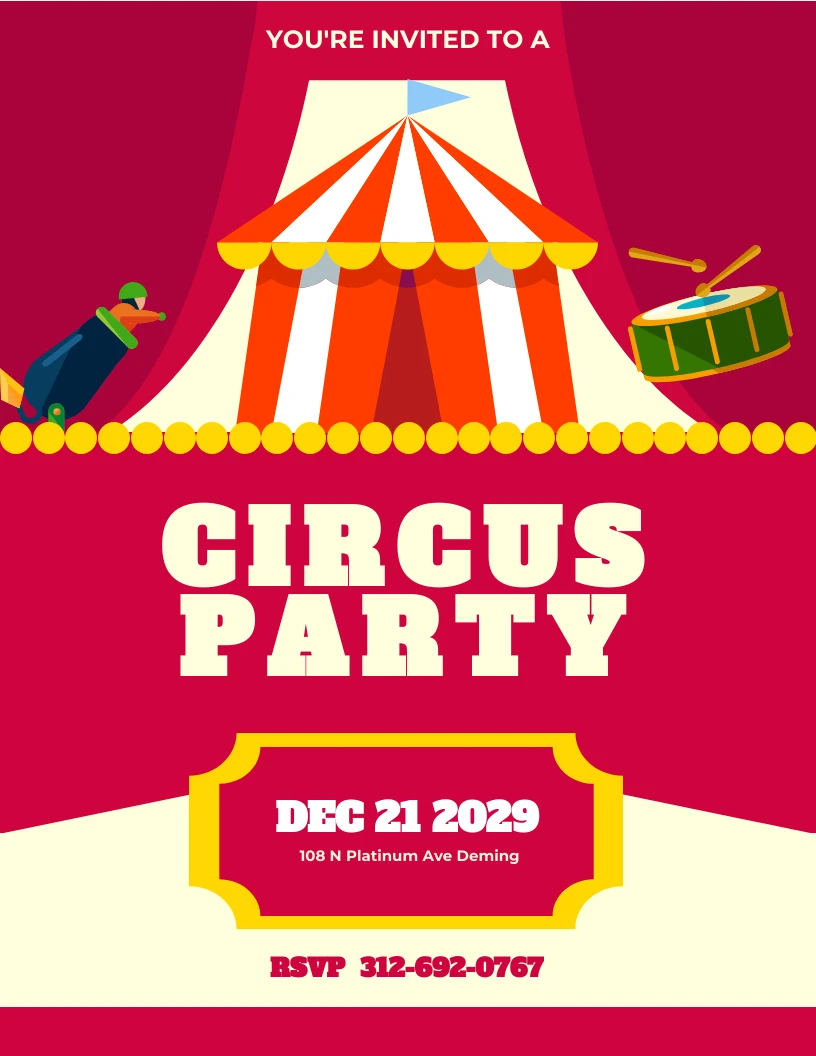 Red Colour Circus Invitation - Venngage