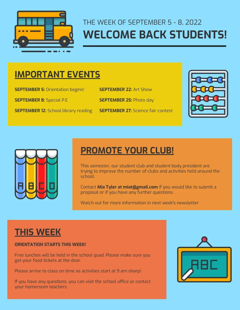 Colorful School Newsletter Template - Venngage