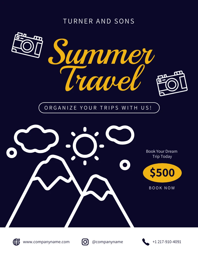 Navy And Yellow Modern Playful Aesthetic Summer Travel Poster - Venngage