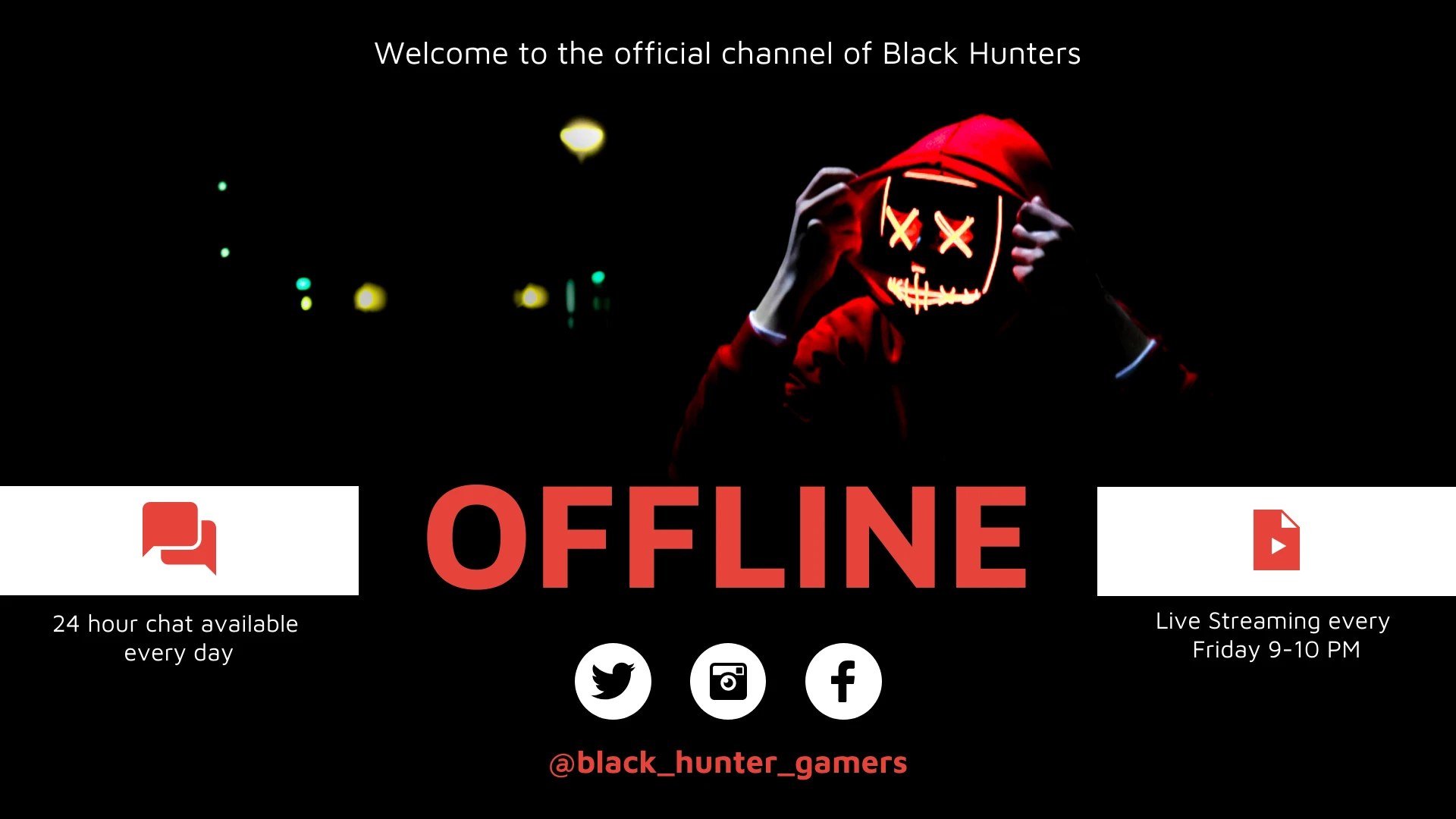 Dark Red Offline Twitch Banner - Venngage