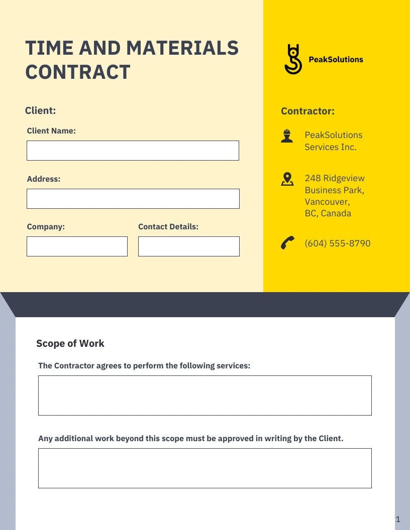 T&M Contract Template - Venngage