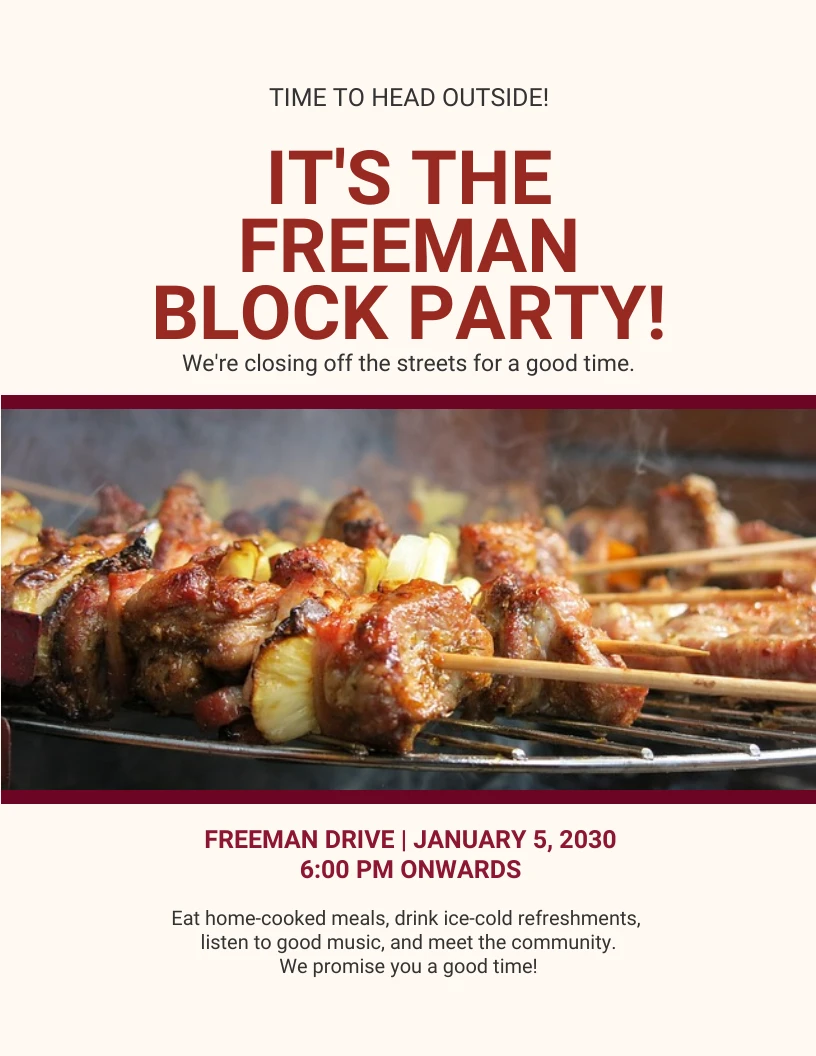 Freeman Block Party Flyer Template - Venngage