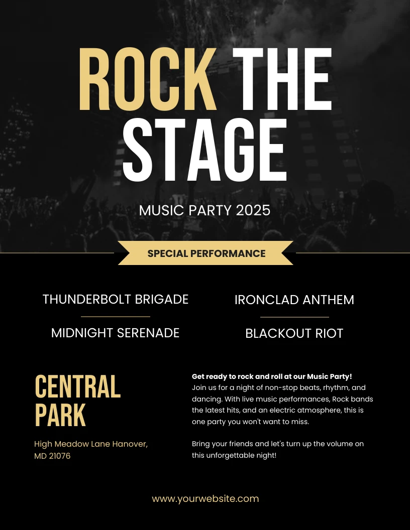 Black and Soft Yellow Music Party Poster - Venngage