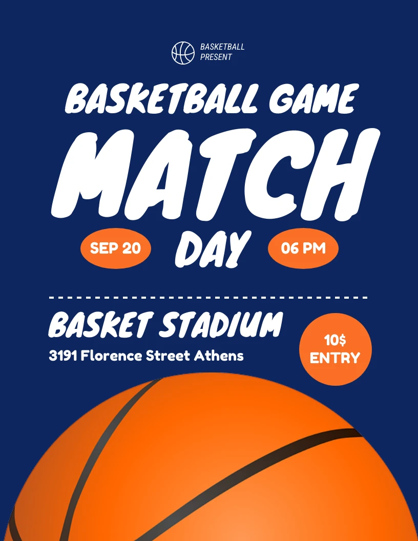 Basketball Game Match Day Sports Flyer Template - Venngage
