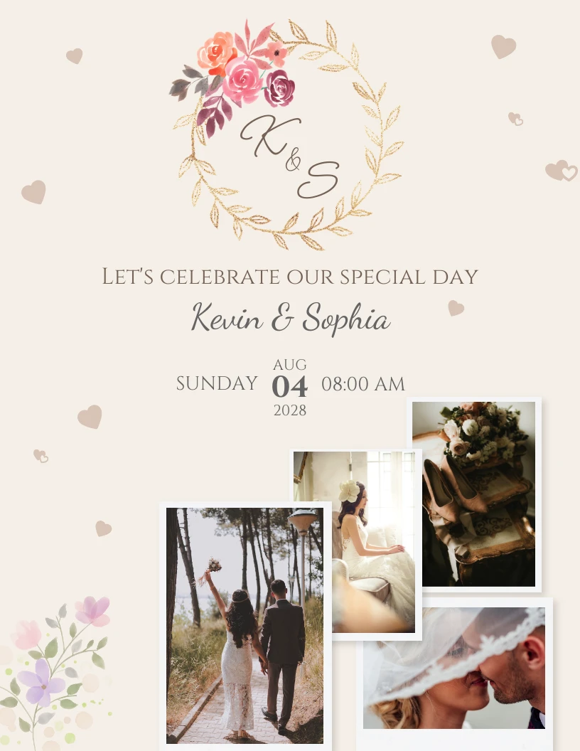 Beige Floral Wedding Love Collages - Venngage