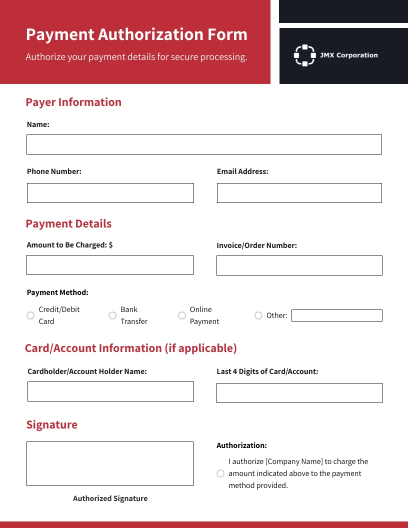 Simple Red and Black Business Form - Venngage
