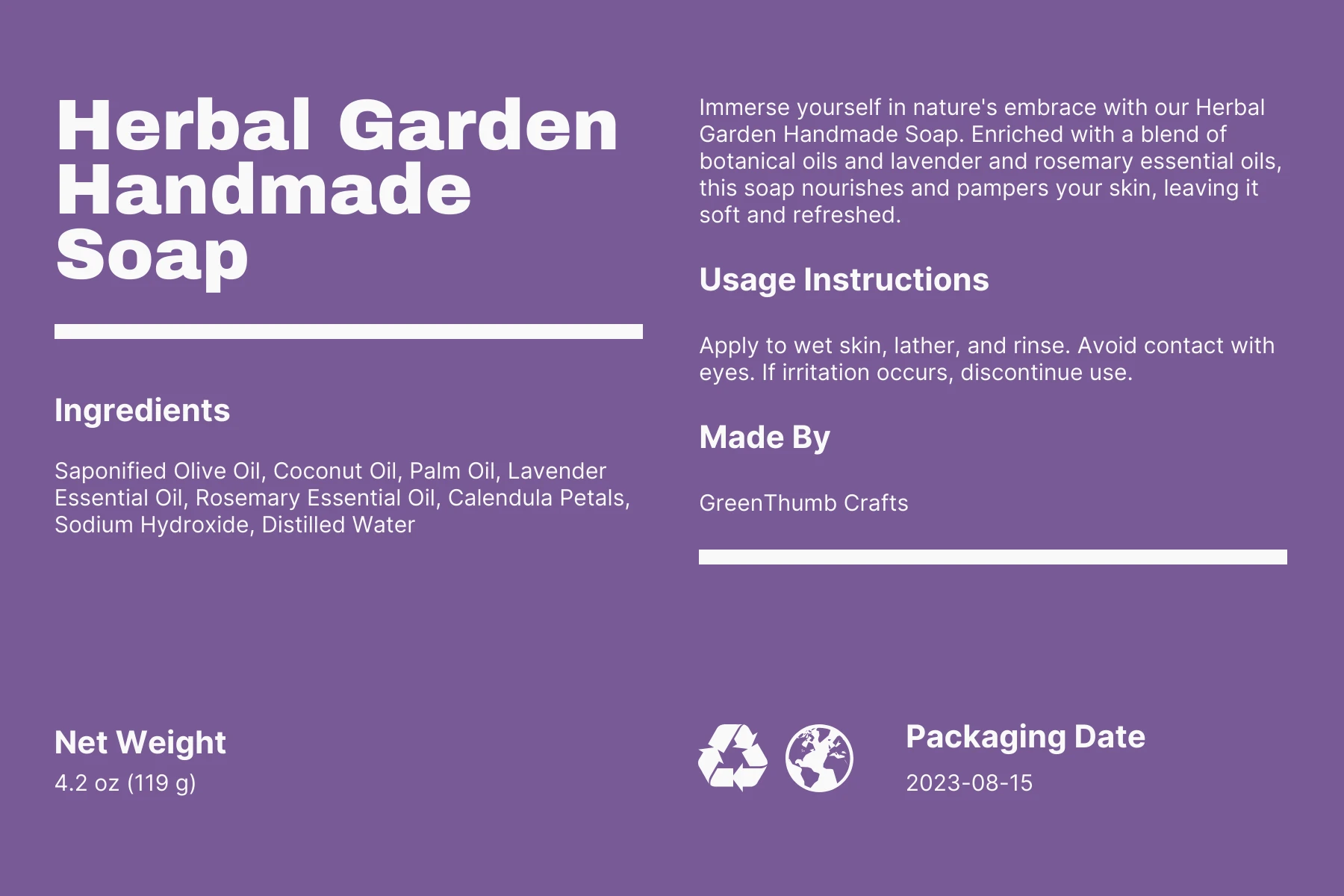 Purple Simple Soap Label - Venngage