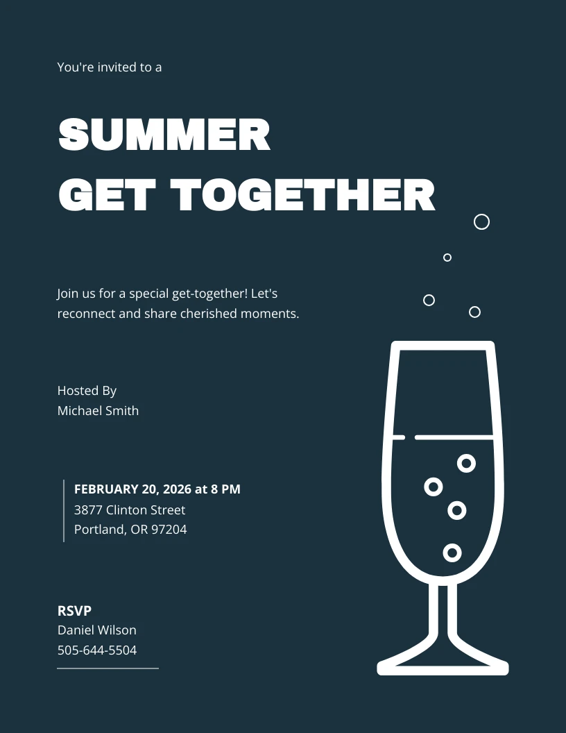 Dark Green Minimalist Get Together Invitation - Venngage