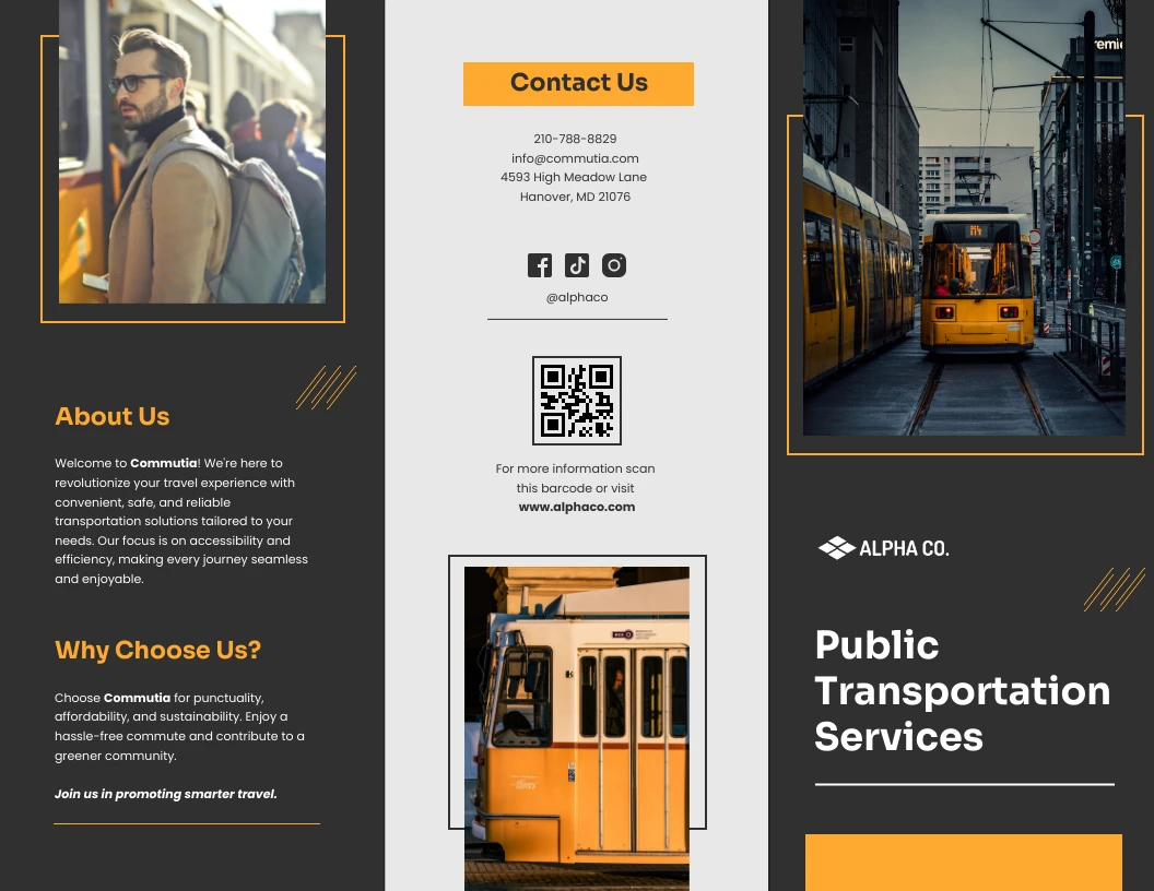 Public Transportation Services Brochure Template - Venngage