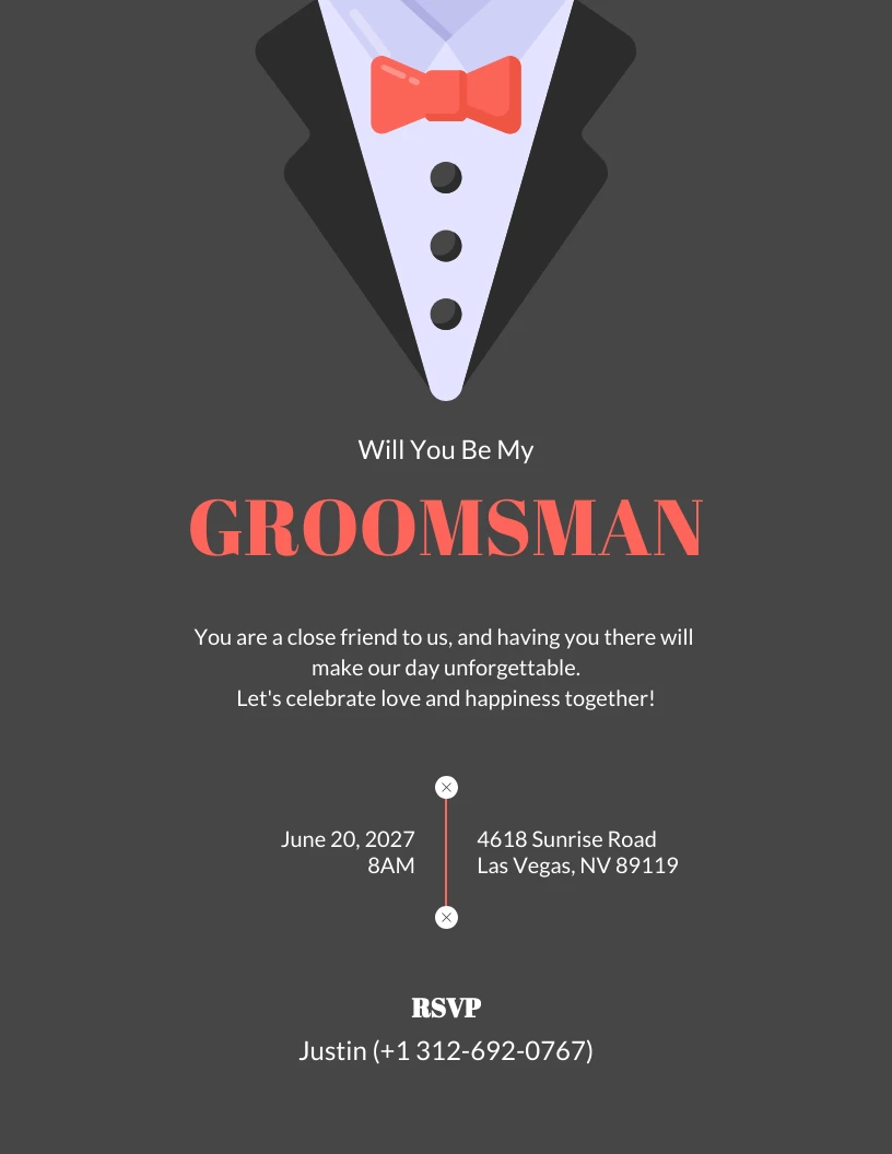Soft Black Minimalist Groomsman Invitation - Venngage