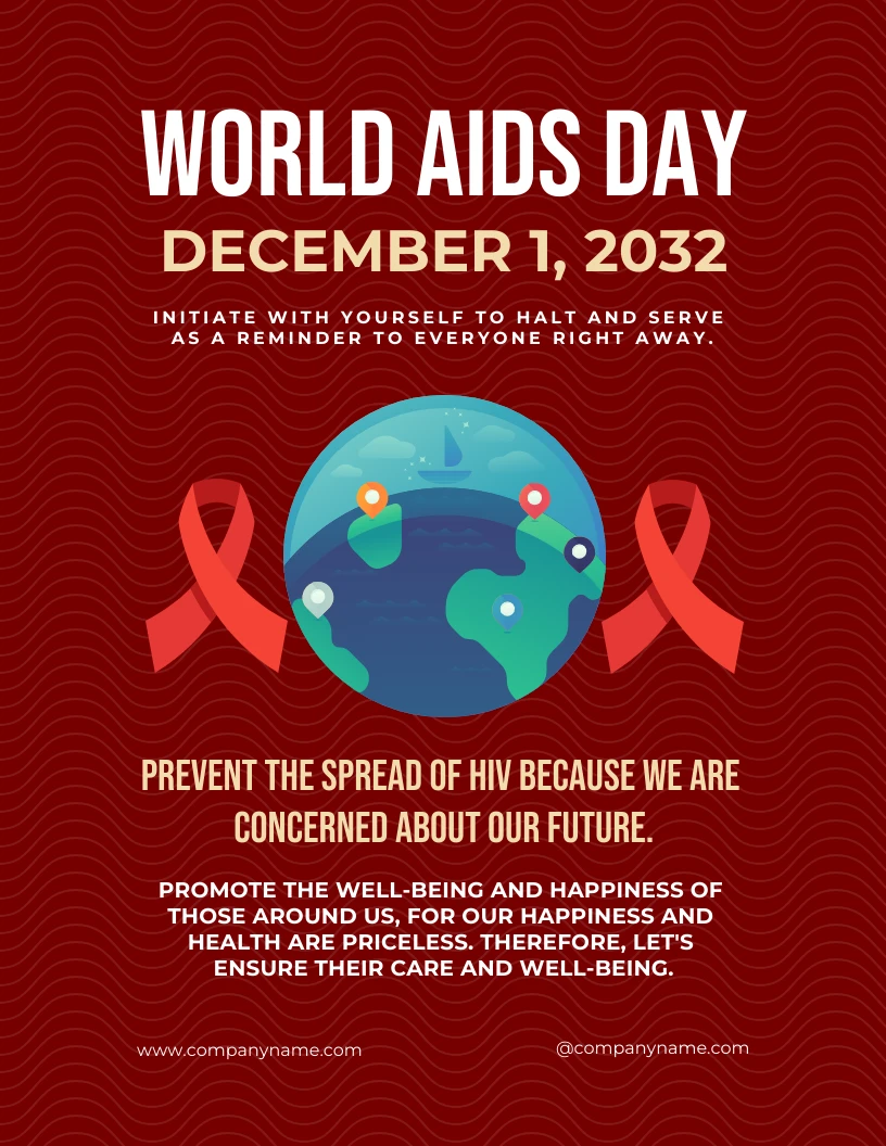 Maroon Modern Illustration World HIV/AIDS Poster - Venngage