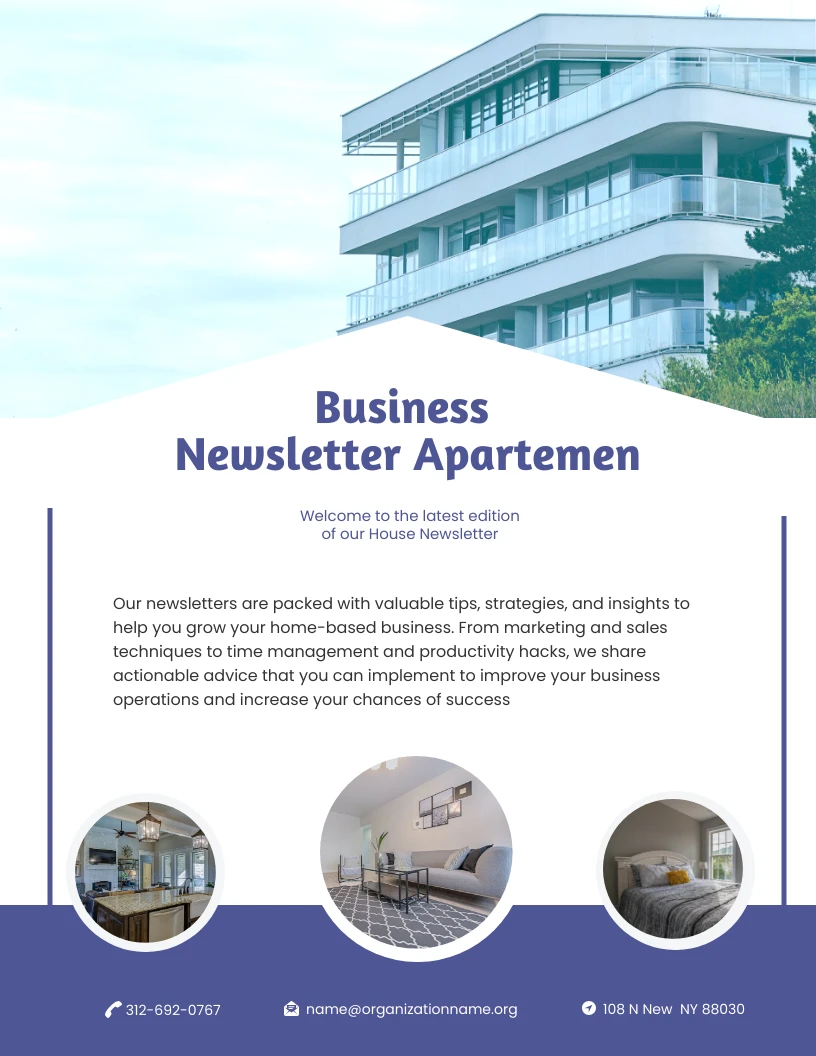 Purple Simple Monthly House Newsletter Template - Venngage