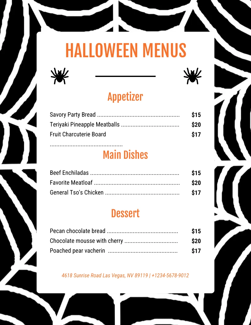 Black Modern Pattern Halloween Menu Venngage