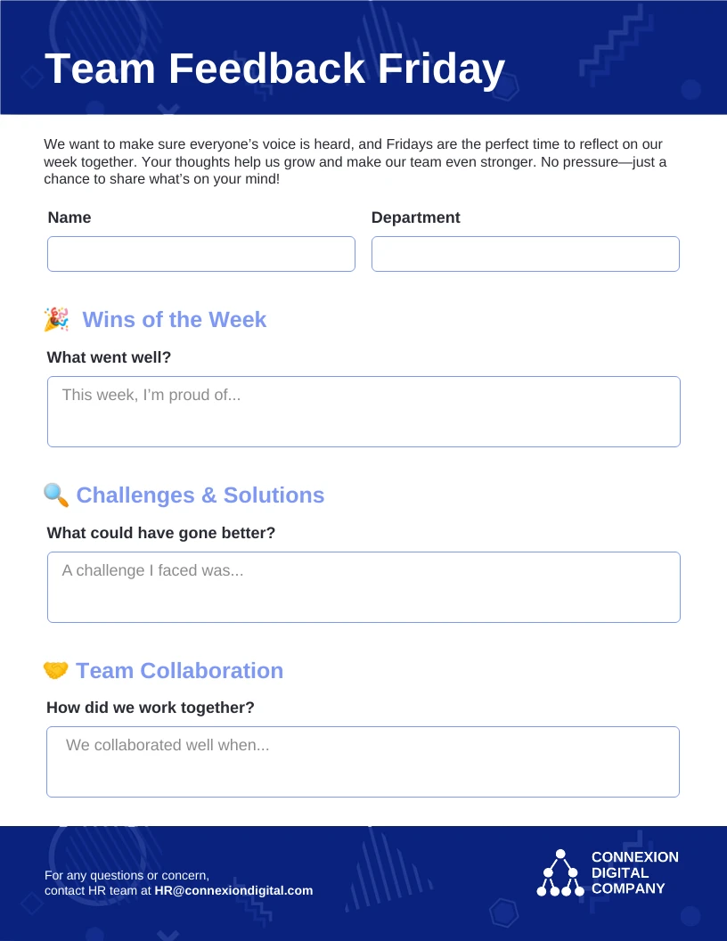Team Feedback Friday Human Resource Form Template - Venngage