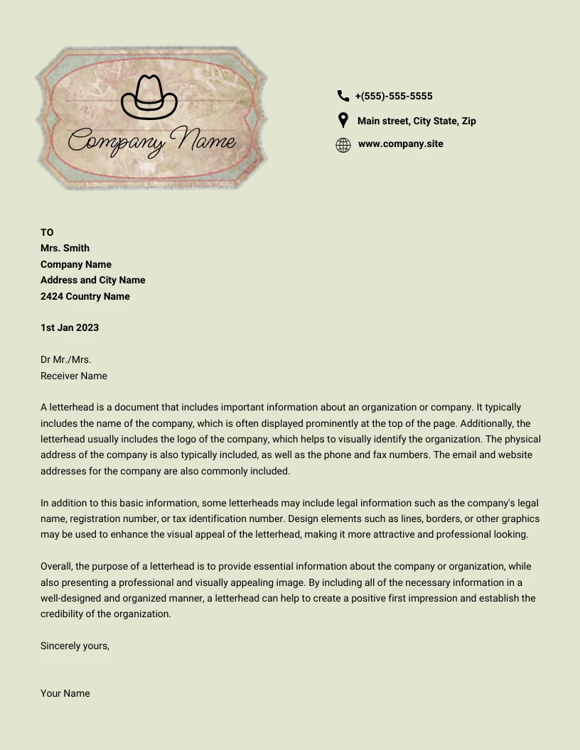 Light Green Pastel Simple Vintage Letterhead Template - Venngage