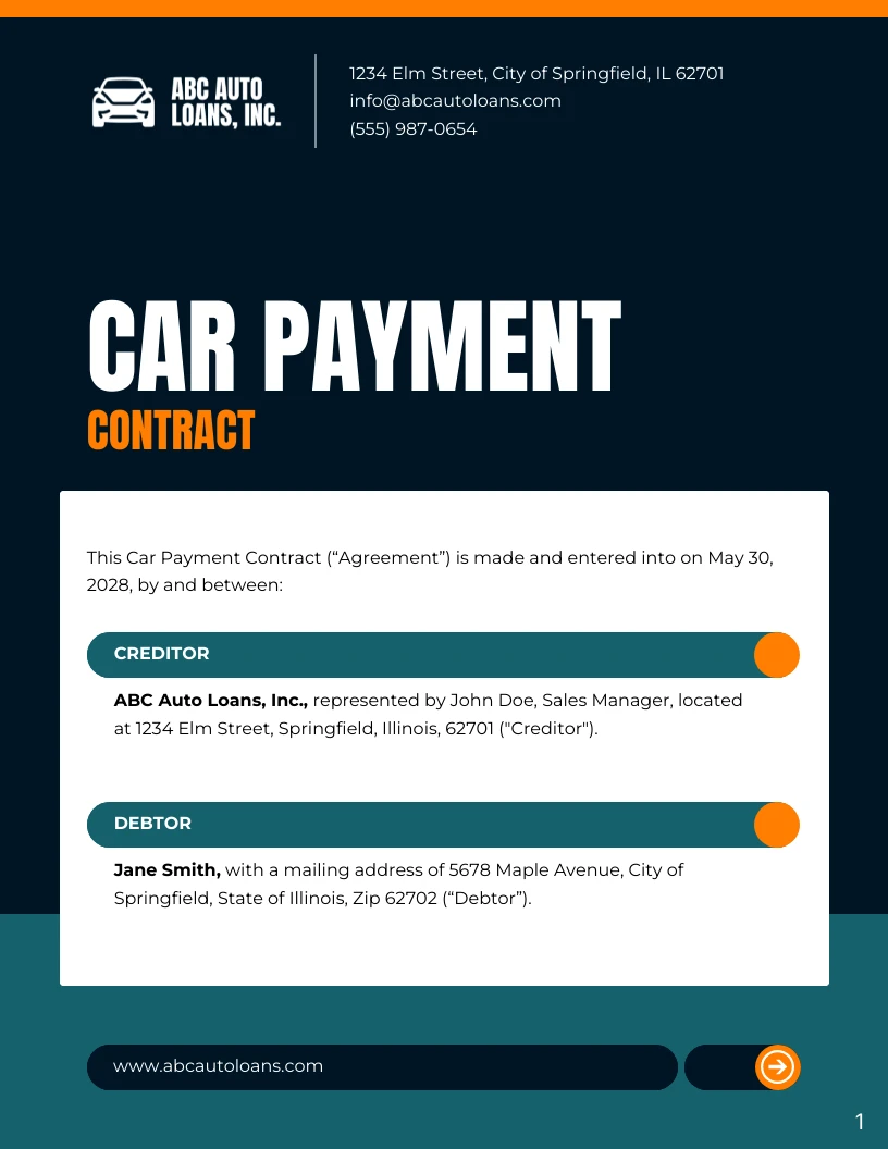 Car Payment Contract - Venngage