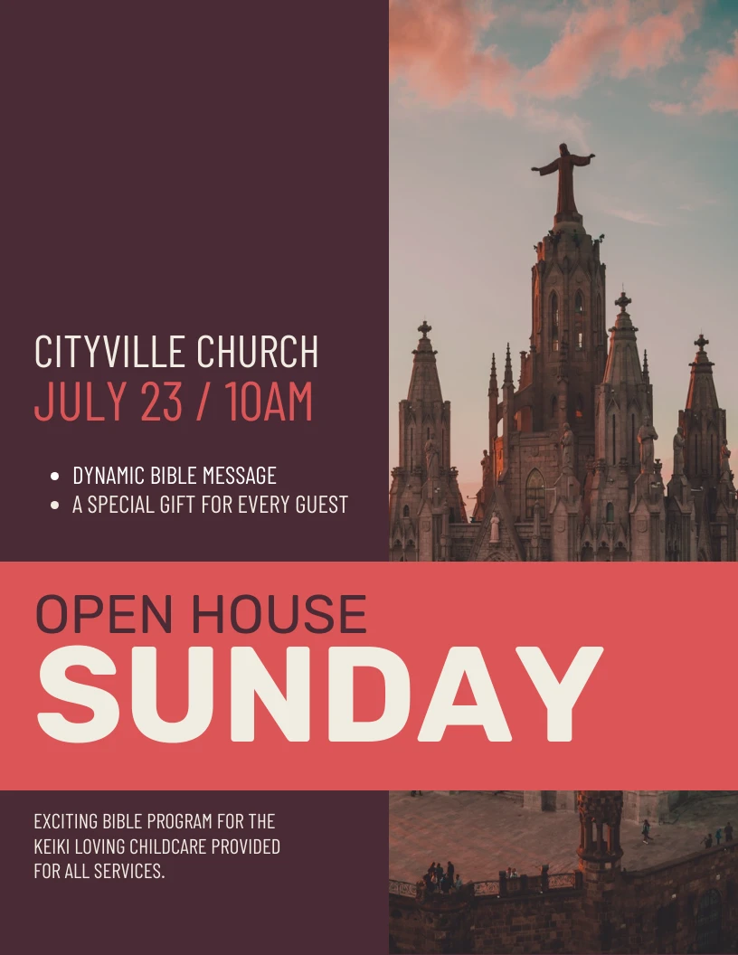Church Open House Event Flyer Template - Venngage