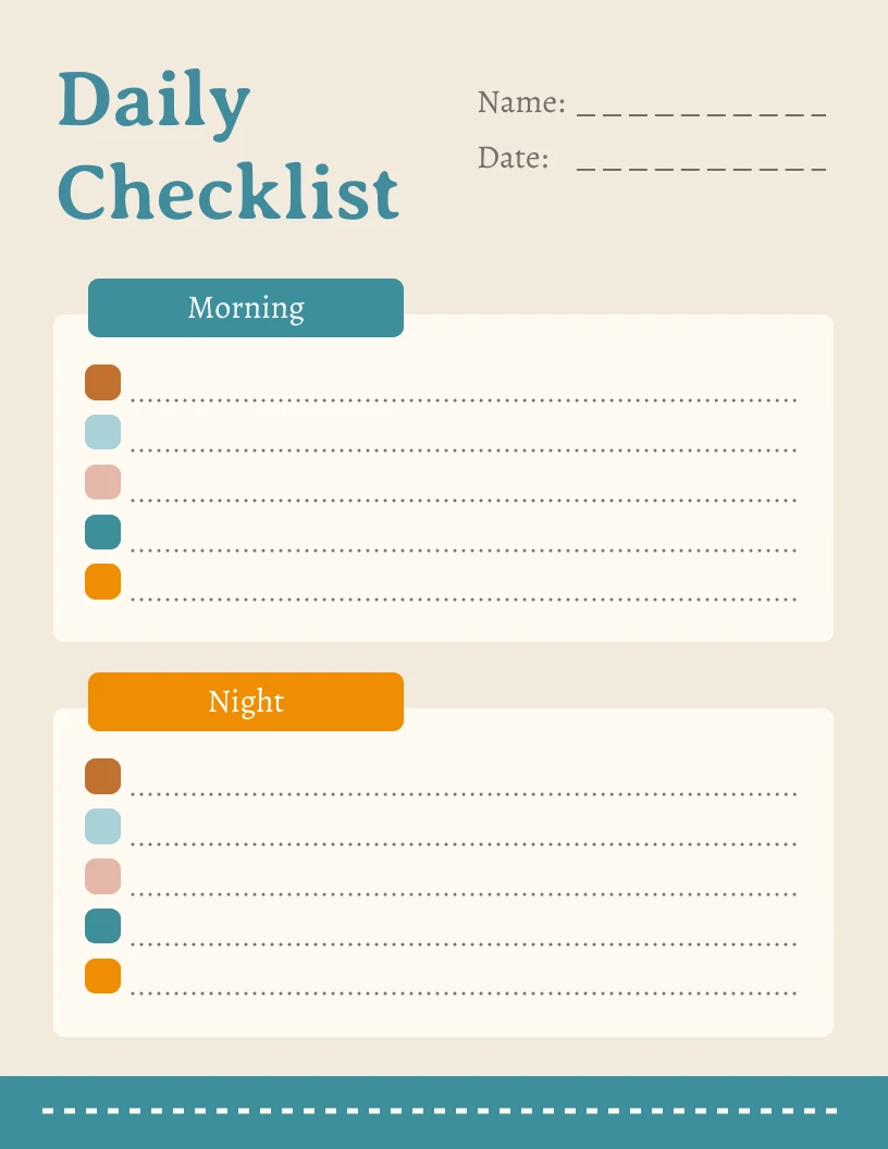 Daily Checklist Sample