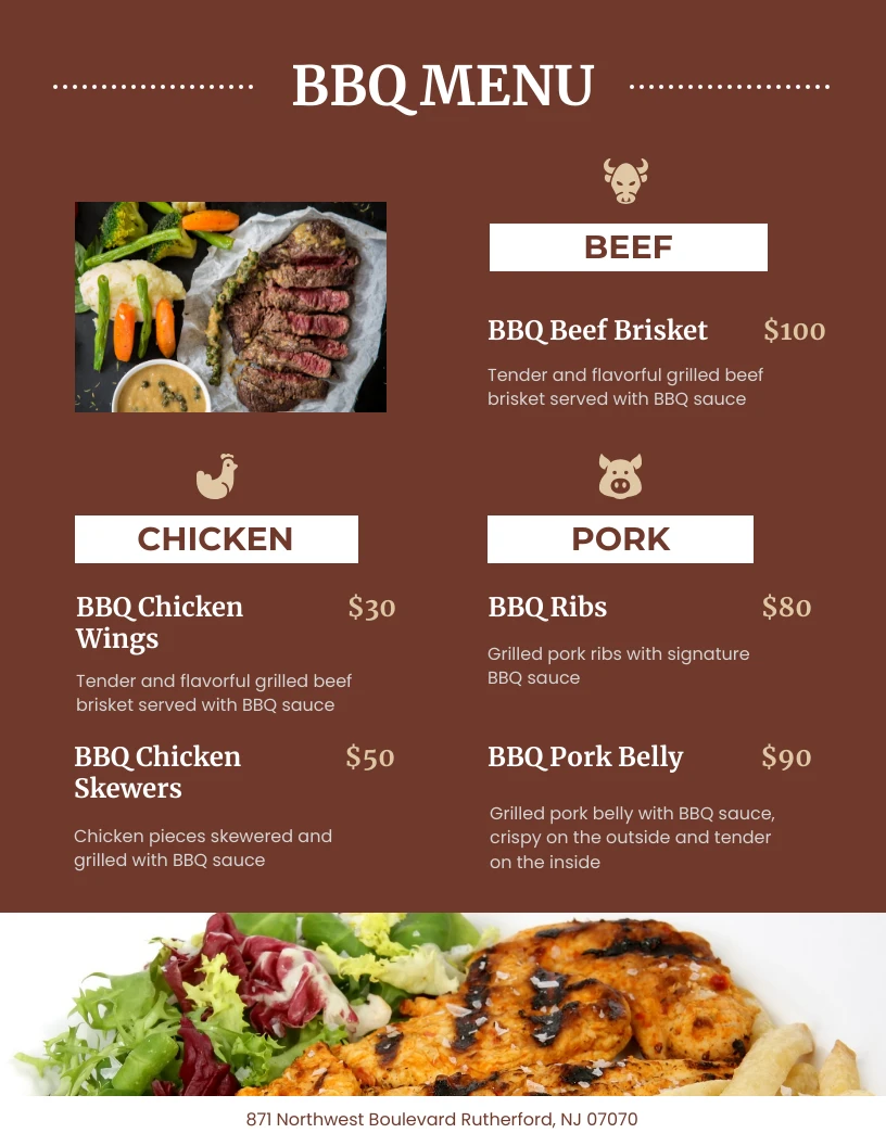 Brown & White BBQ menus - Venngage