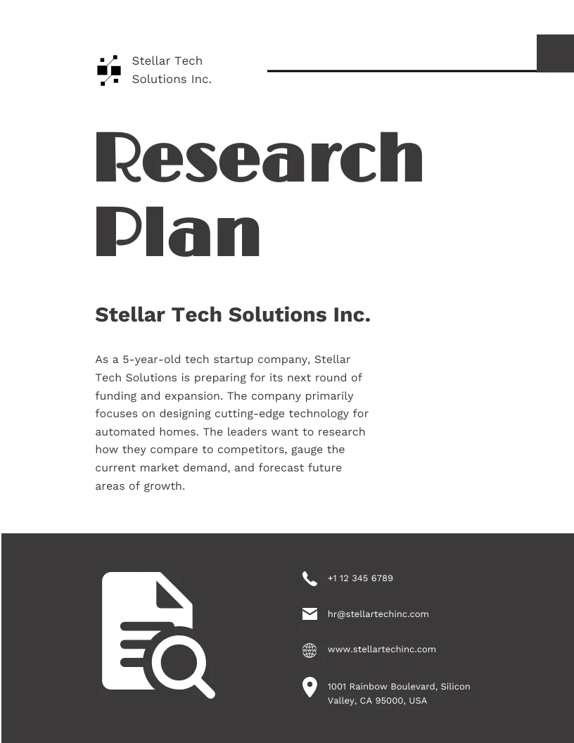 Black White Research Plan Template - Venngage