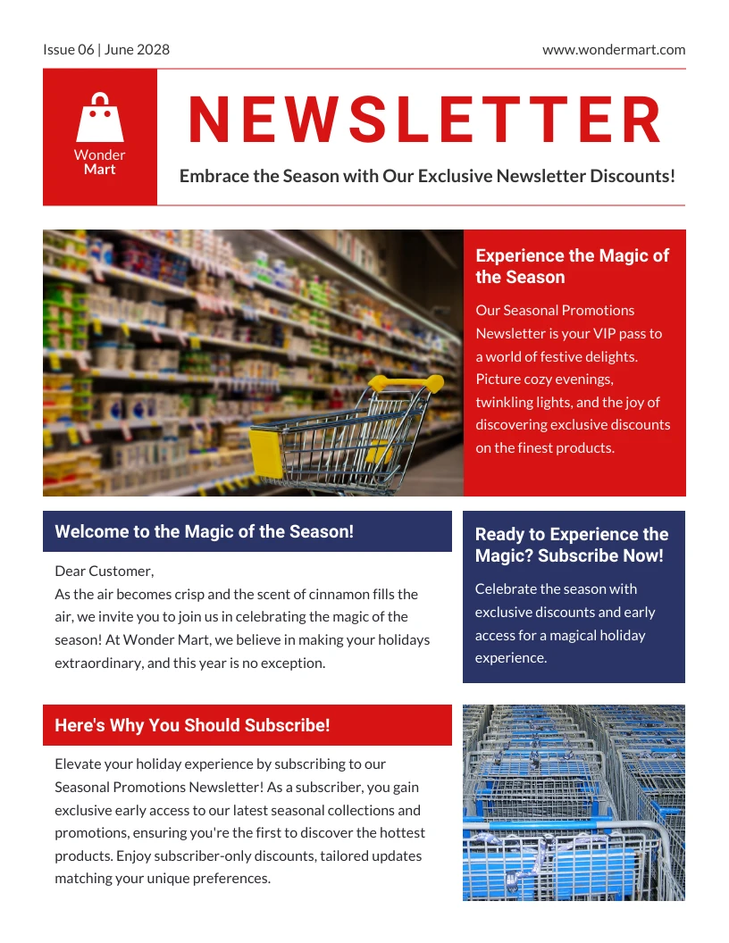 Seasonal Promotions Newsletter Template - Venngage