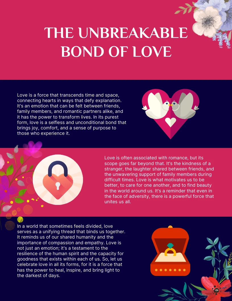 Pink And Navy Floral Illustration Love Poster - Venngage Pink And Navy Floral Illustration Love Poster - Venngage