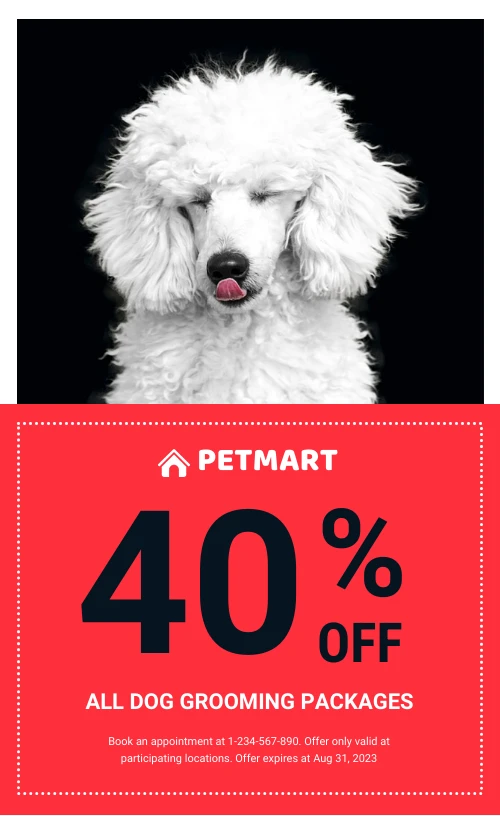 Red Dog Grooming Voucher Coupon - Venngage