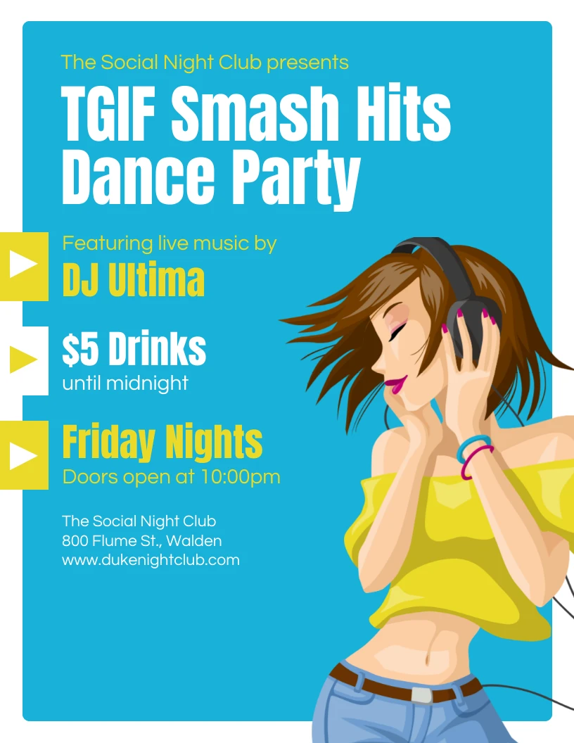 TGIF Smash Hit Dance Party Flyer Template - Venngage