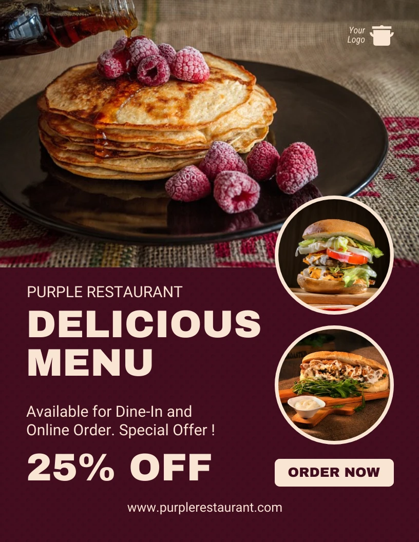 Restaurant Delicious Menu Flyer Template - Venngage