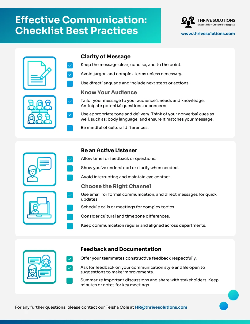 Effective Communication Checklist HR Best Practices - Venngage Effective Communication Checklist HR Best Practices - Venngage