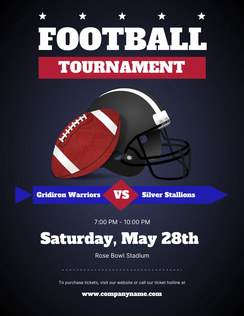 Dark Blue Football Tournament Poster - Venngage