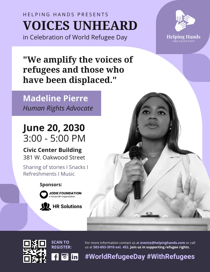 World Refugee Day Advocate Quote Event Poster - Venngage