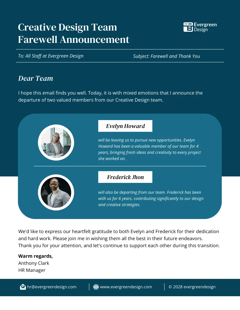 Farewell Email Newsletter Template - Venngage