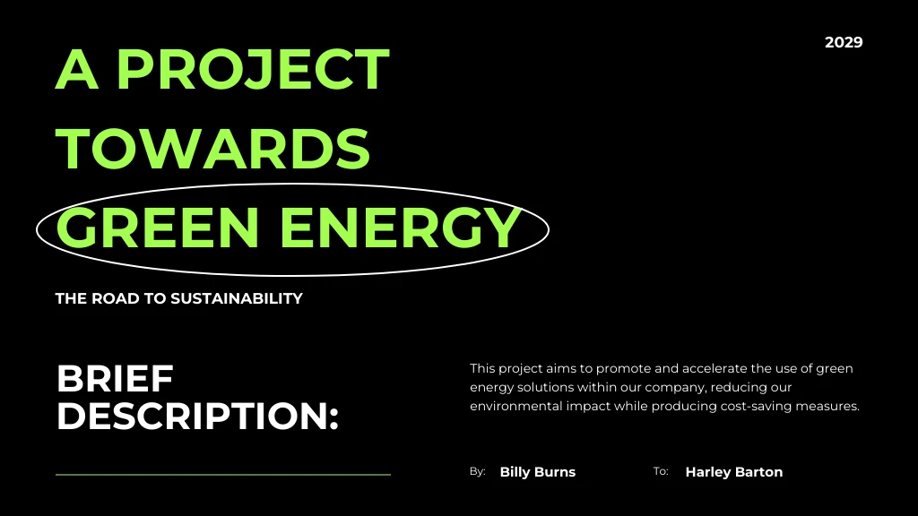 Black Green Project Presentation Template - Venngage