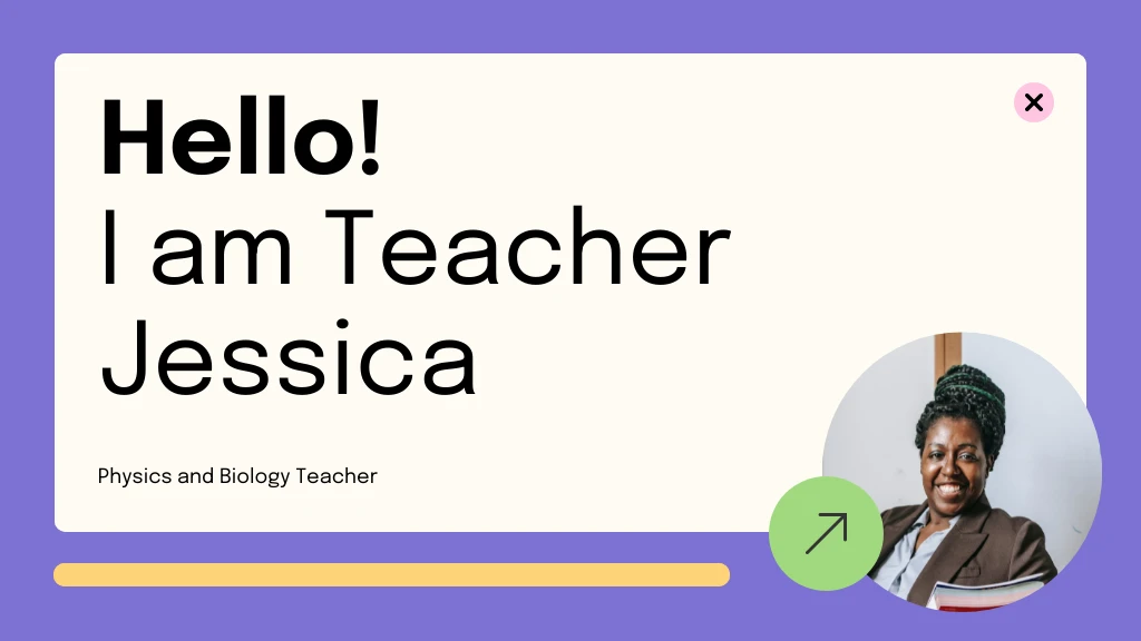 Colorful Teacher Introduction About Me Presentation Template - Venngage