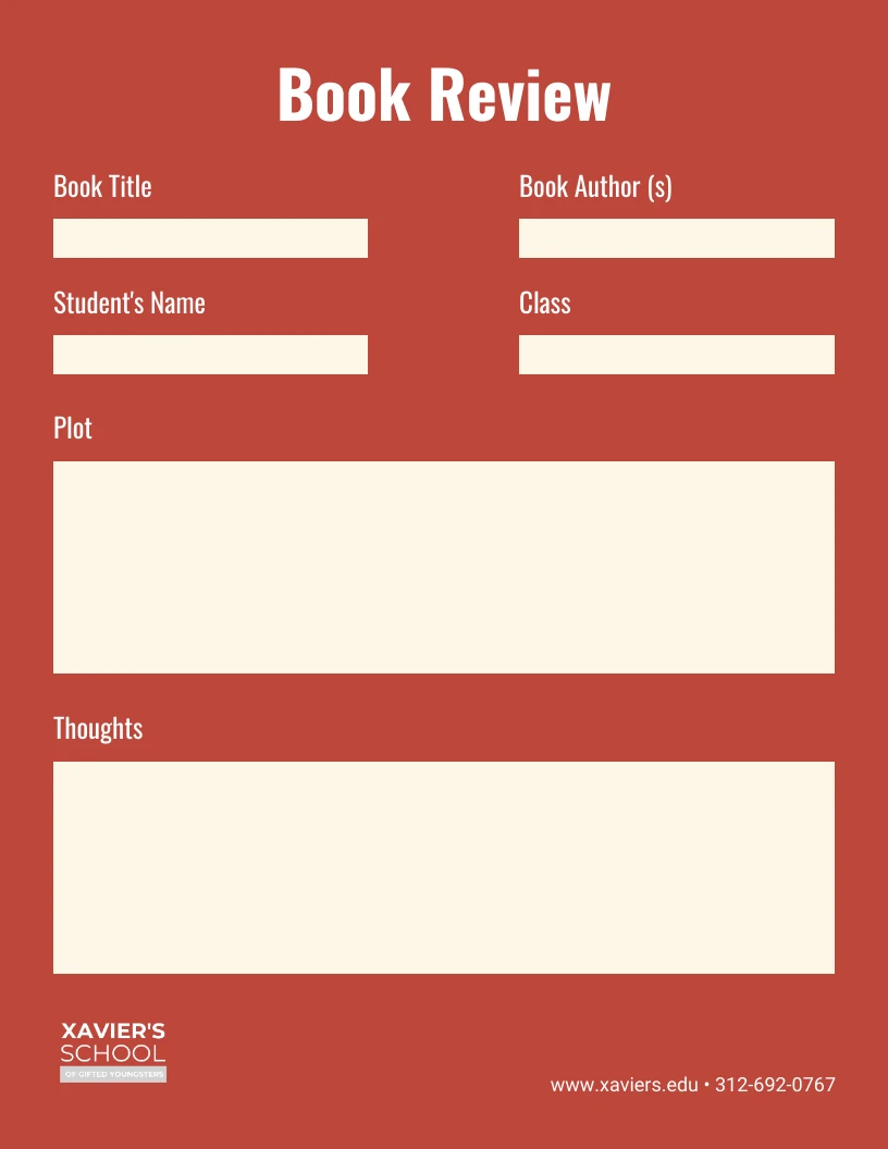 Maroon College Book Review Worksheet - Venngage