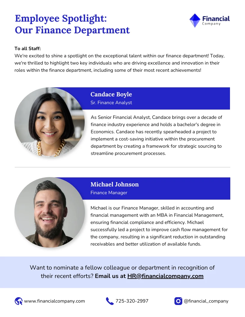 Employee Spotlight Email Newsletter Template - Venngage